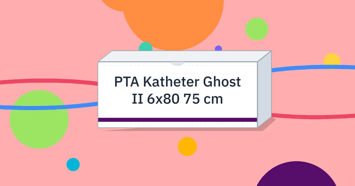 Symbolbild: Packung mit der Aufschrift PTA Katheter Ghost II 6x80 75 cm (PZN 00132345) – Verfügbarkeit und Bezug in Apotheken in Frankfurt am Main