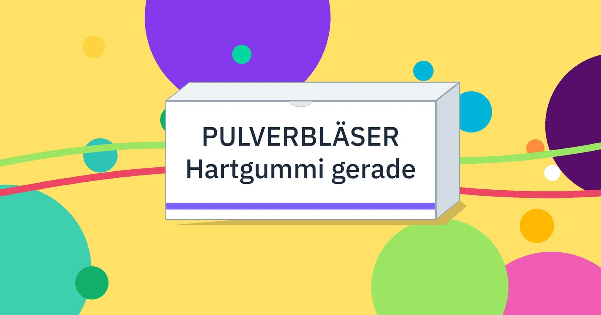 Symbolbild: Packung mit der Aufschrift PULVERBLÄSER Hartgummi gerade (PZN 01735318) – Verfügbarkeit und Bezug in Apotheken in Frankfurt am Main
