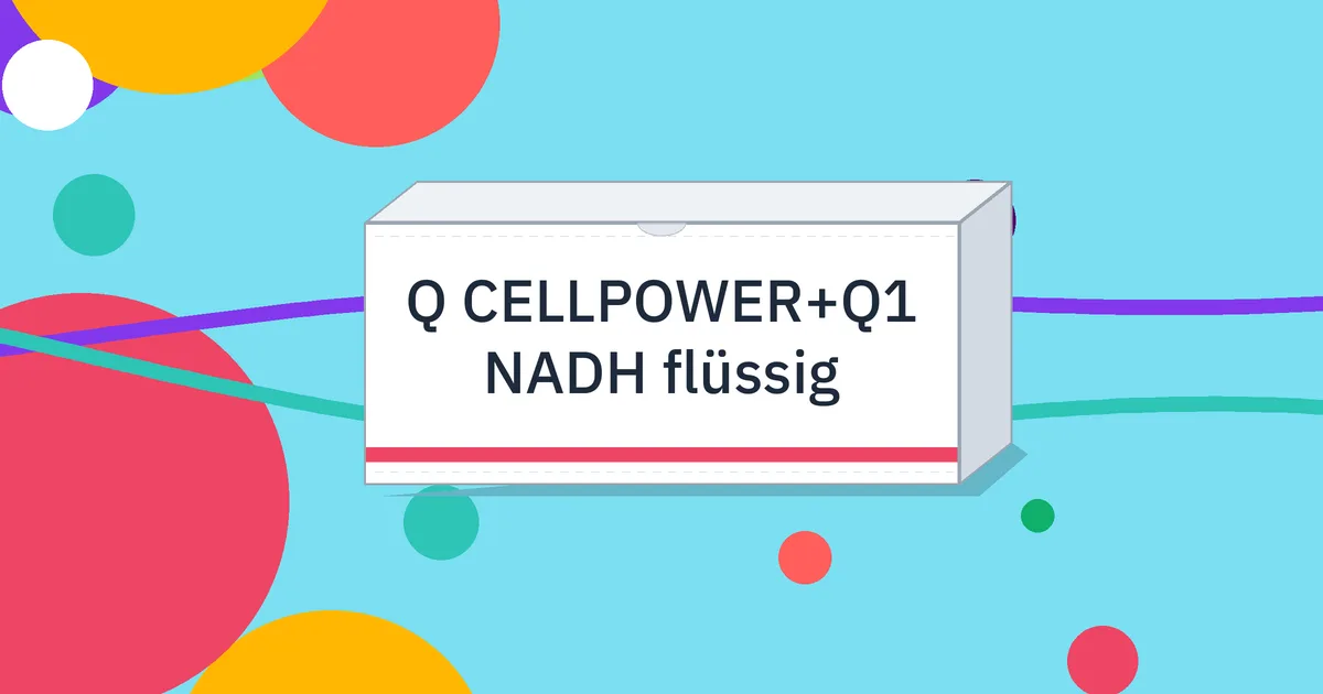 Symbolbild: Packung mit der Aufschrift Q CELLPOWER+Q1 NADH flüssig (PZN 19556527) – Verfügbarkeit und Bezug in Apotheken in Frankfurt am Main