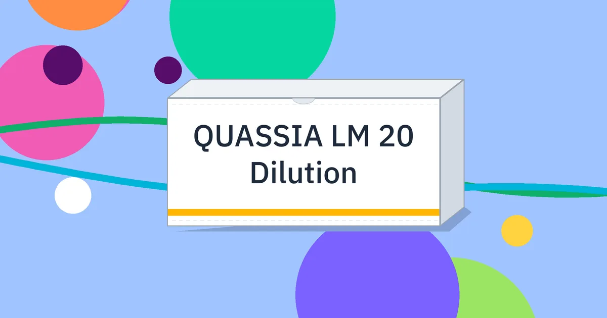 Symbolbild: Packung mit der Aufschrift QUASSIA LM 20 Dilution (PZN 13673290) – Verfügbarkeit und Bezug in Apotheken in Frankfurt am Main