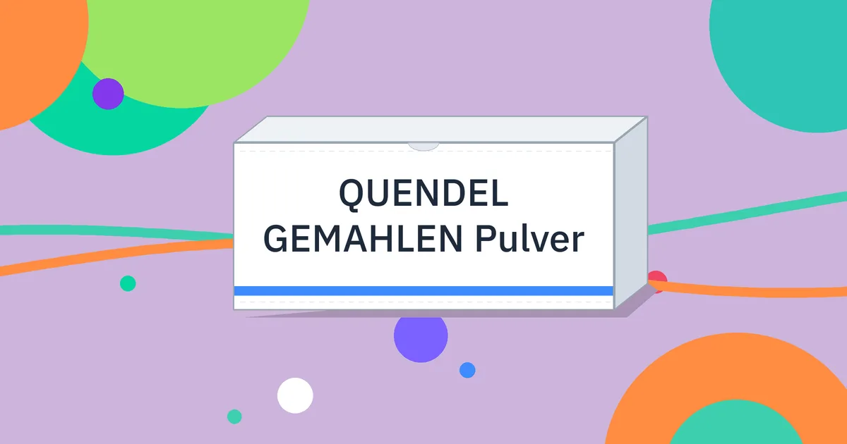 Symbolbild: Packung mit der Aufschrift QUENDEL GEMAHLEN Pulver (PZN 16325709) – Verfügbarkeit und Bezug in Apotheken in Frankfurt am Main