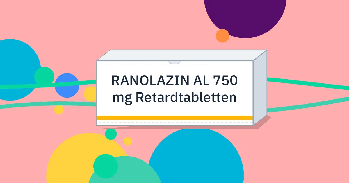 Symbolbild: Packung mit der Aufschrift RANOLAZIN AL 750 mg Retardtabletten (PZN 18335793) – Verfügbarkeit und Bezug in Apotheken in Frankfurt am Main