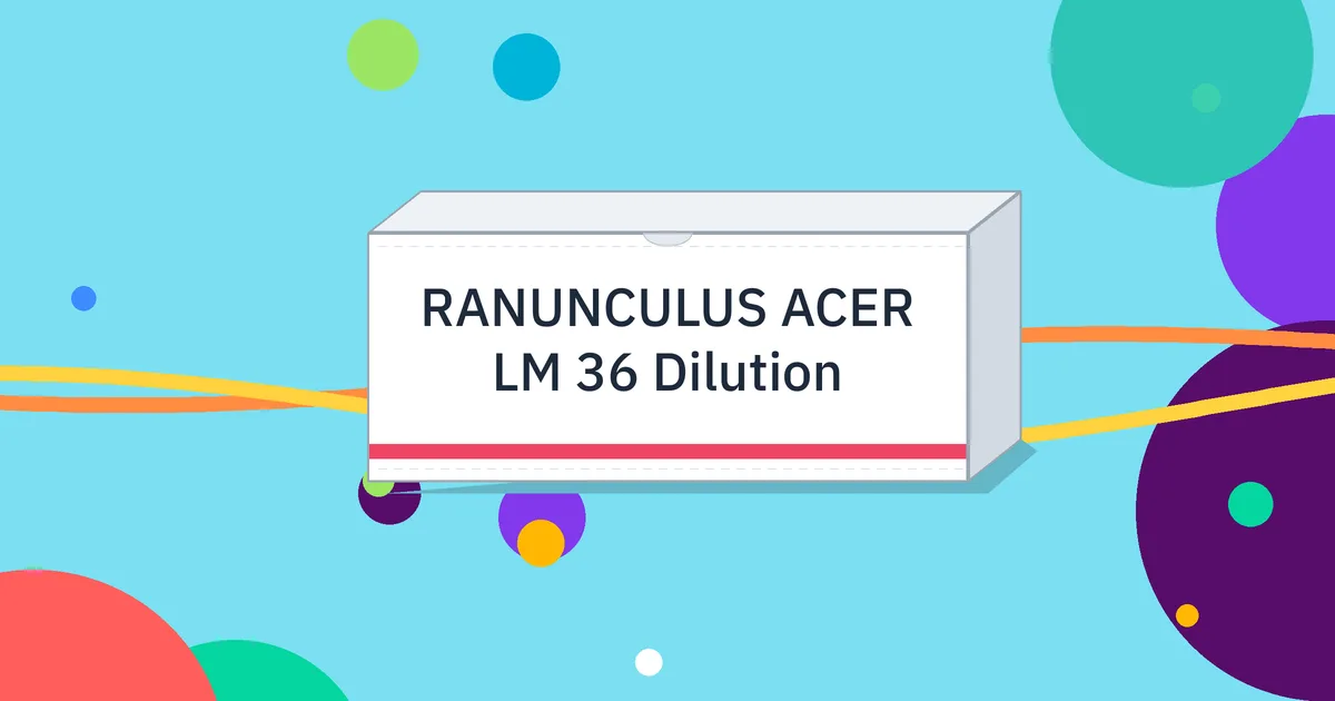 Symbolbild: Packung mit der Aufschrift RANUNCULUS ACER LM 36 Dilution (PZN 13675739) – Verfügbarkeit und Bezug in Apotheken in Frankfurt am Main