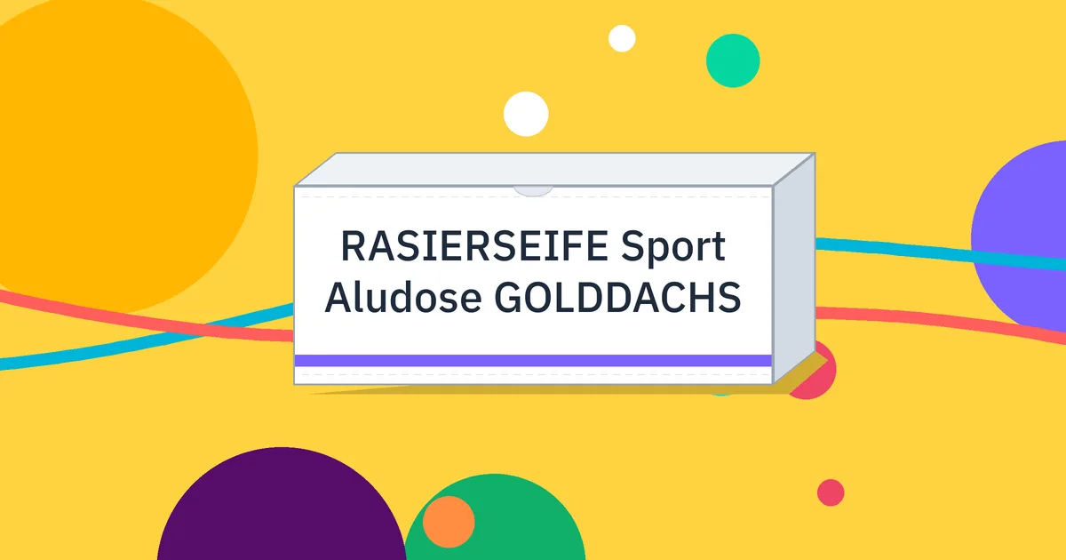 Symbolbild: Packung mit der Aufschrift RASIERSEIFE Sport Aludose GOLDDACHS (PZN 10711618) – Verfügbarkeit und Bezug in Apotheken in Frankfurt am Main