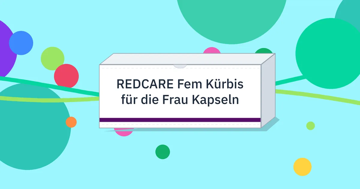 Symbolbild: Packung mit der Aufschrift REDCARE Fem Kürbis für die Frau Kapseln (PZN 19709882) – Verfügbarkeit und Bezug in Apotheken in Frankfurt am Main