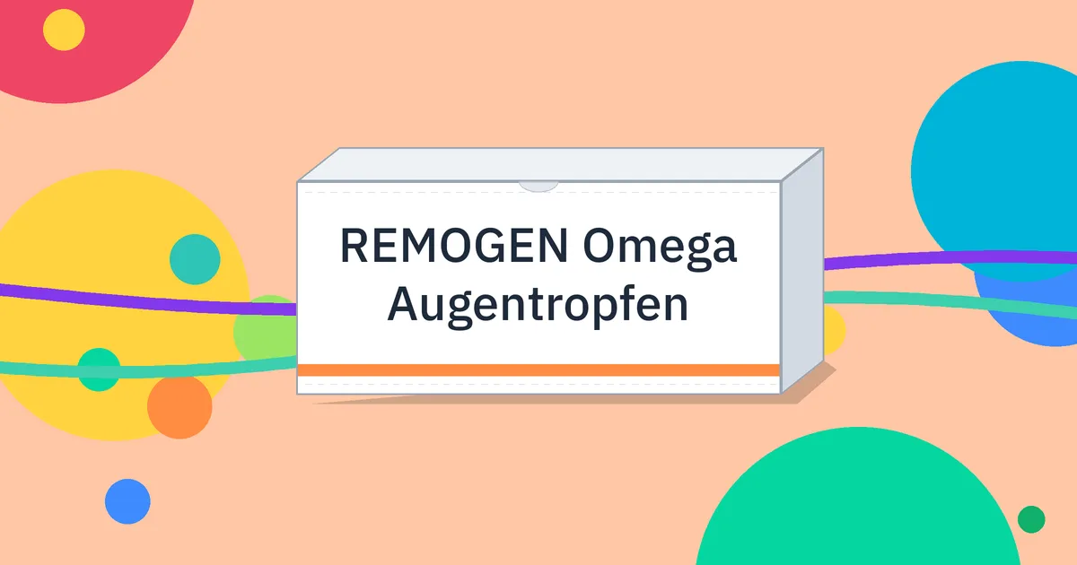 Symbolbild: Packung mit der Aufschrift REMOGEN Omega Augentropfen (PZN 14361397) – Verfügbarkeit und Bezug in Apotheken in Frankfurt am Main