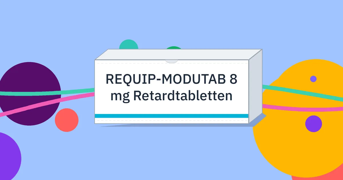 Symbolbild: Packung mit der Aufschrift REQUIP-MODUTAB 8 mg Retardtabletten (PZN 04078335) – Verfügbarkeit und Bezug in Apotheken in Frankfurt am Main