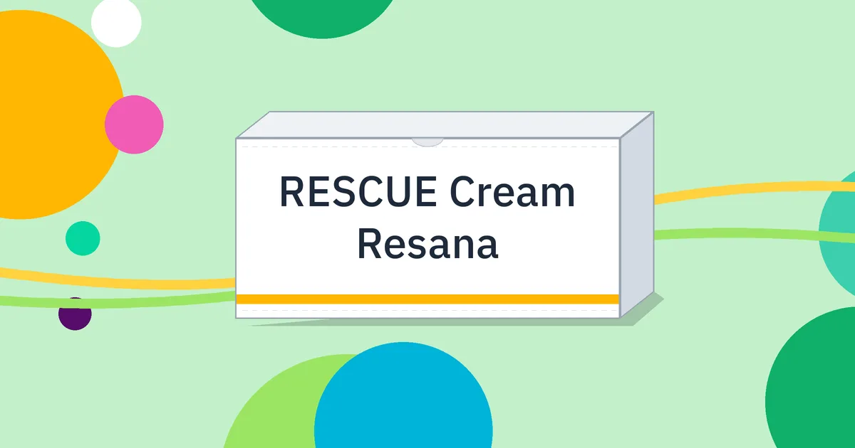 Symbolbild: Packung mit der Aufschrift RESCUE Cream Resana (PZN 13781424) – Verfügbarkeit und Bezug in Apotheken in Frankfurt am Main