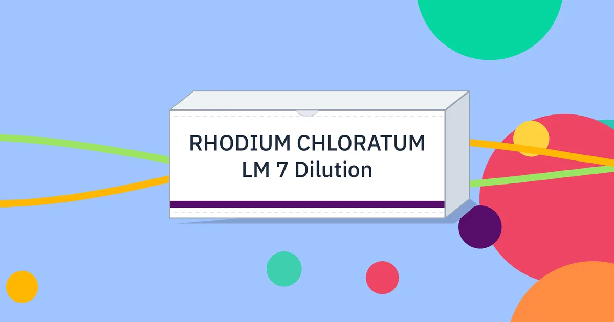 Symbolbild: Packung mit der Aufschrift RHODIUM CHLORATUM LM 7 Dilution (PZN 13049887) – Verfügbarkeit und Bezug in Apotheken in Frankfurt am Main