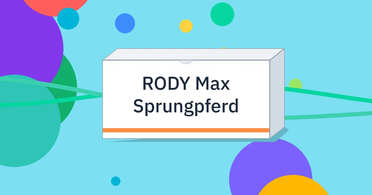 Symbolbild: Packung mit der Aufschrift RODY Max Sprungpferd (PZN 06428006) – Verfügbarkeit und Bezug in Apotheken in Frankfurt am Main