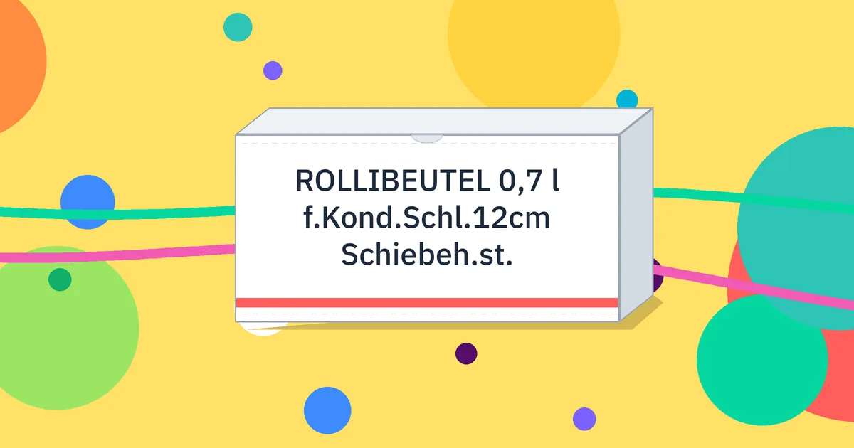 Symbolbild: Packung mit der Aufschrift ROLLIBEUTEL 0,7 l f.Kond.Schl.12cm Schiebeh.st. (PZN 06579656) – Verfügbarkeit und Bezug in Apotheken in Frankfurt am Main