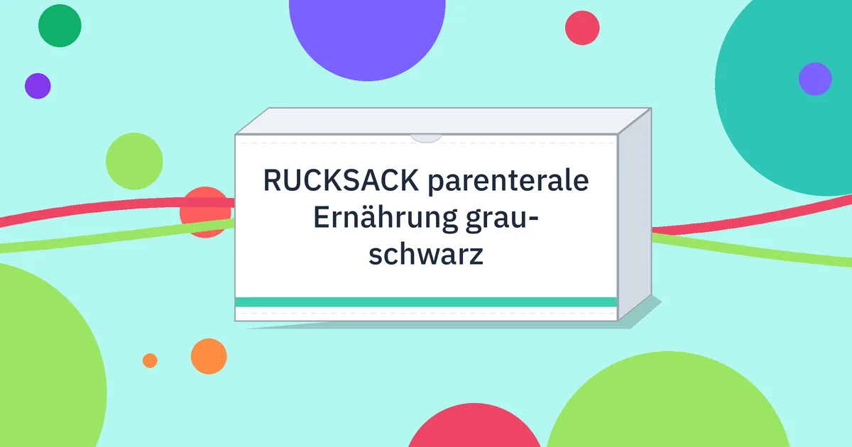 Symbolbild: Packung mit der Aufschrift RUCKSACK parenterale Ernährung grau-schwarz (PZN 16785902) – Verfügbarkeit und Bezug in Apotheken in Frankfurt am Main