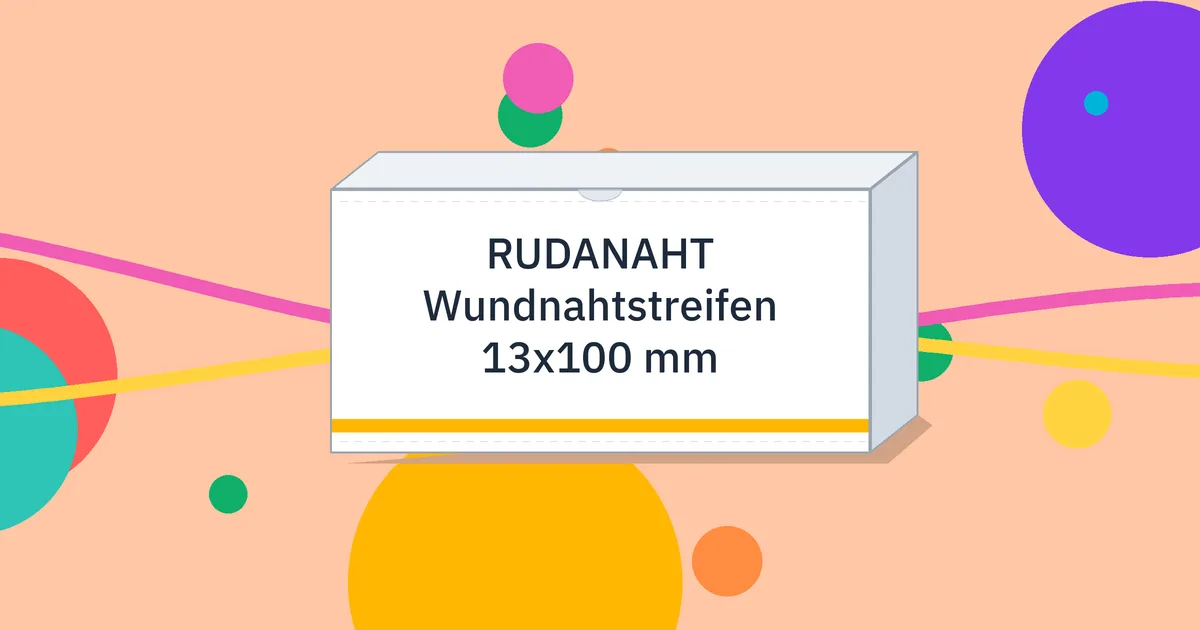 Symbolbild: Packung mit der Aufschrift RUDANAHT Wundnahtstreifen 13x100 mm (PZN 09074336) – Verfügbarkeit und Bezug in Apotheken in Frankfurt am Main