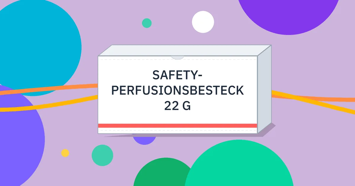Symbolbild: Packung mit der Aufschrift SAFETY-PERFUSIONSBESTECK 22 G (PZN 02087399) – Verfügbarkeit und Bezug in Apotheken in Frankfurt am Main