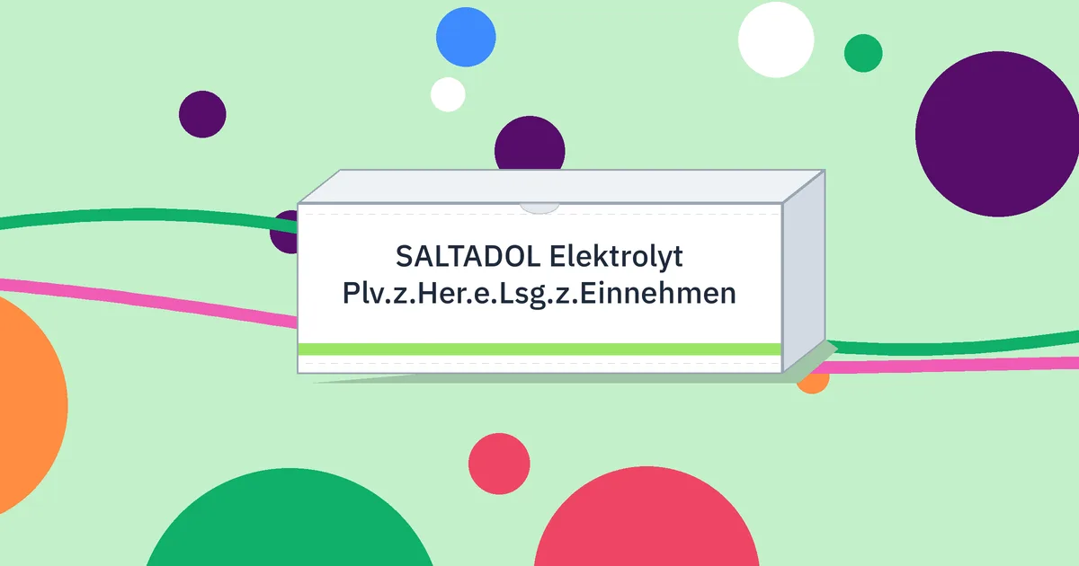 Symbolbild: Packung mit der Aufschrift SALTADOL Elektrolyt Plv.z.Her.e.Lsg.z.Einnehmen (PZN 11661779) – Verfügbarkeit und Bezug in Apotheken in Frankfurt am Main