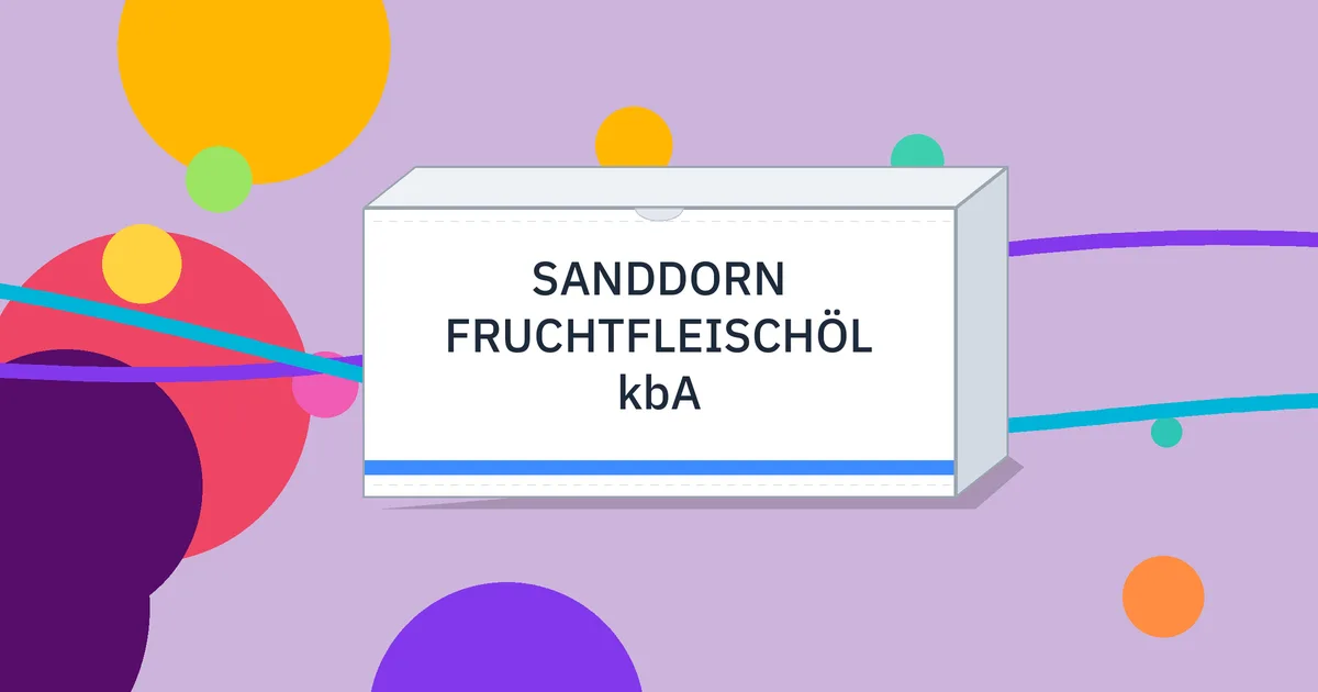 Symbolbild: Packung mit der Aufschrift SANDDORN FRUCHTFLEISCHÖL kbA (PZN 18854926) – Verfügbarkeit und Bezug in Apotheken in Frankfurt am Main