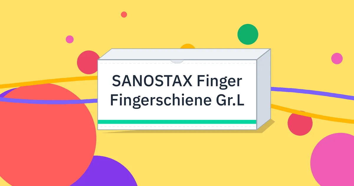 Symbolbild: Packung mit der Aufschrift SANOSTAX Finger Fingerschiene Gr.L (PZN 07144386) – Verfügbarkeit und Bezug in Apotheken in Frankfurt am Main