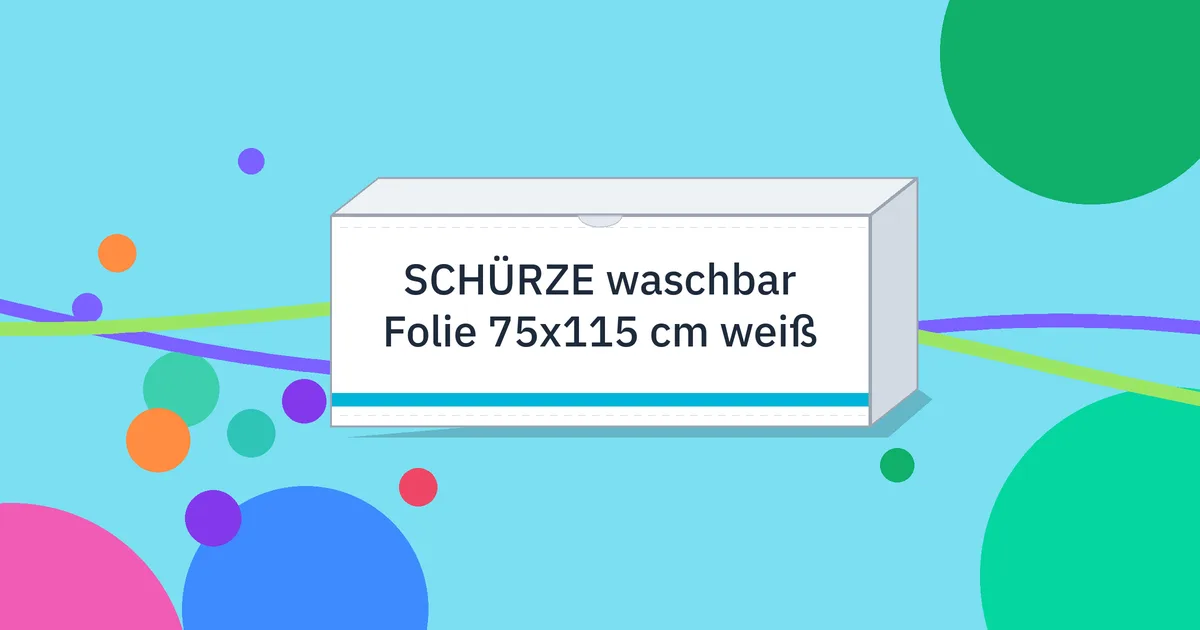 Symbolbild: Packung mit der Aufschrift SCHÜRZE waschbar Folie 75x115 cm weiß (PZN 10125151) – Verfügbarkeit und Bezug in Apotheken in Frankfurt am Main