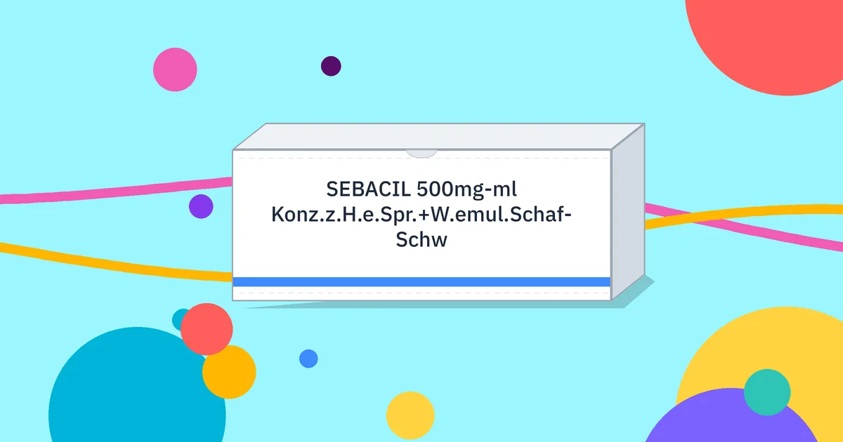 Symbolbild: Packung mit der Aufschrift SEBACIL 500mg-ml Konz.z.H.e.Spr.+W.emul.Schaf-Schw (PZN 18053089) – Verfügbarkeit und Bezug in Apotheken in Frankfurt am Main