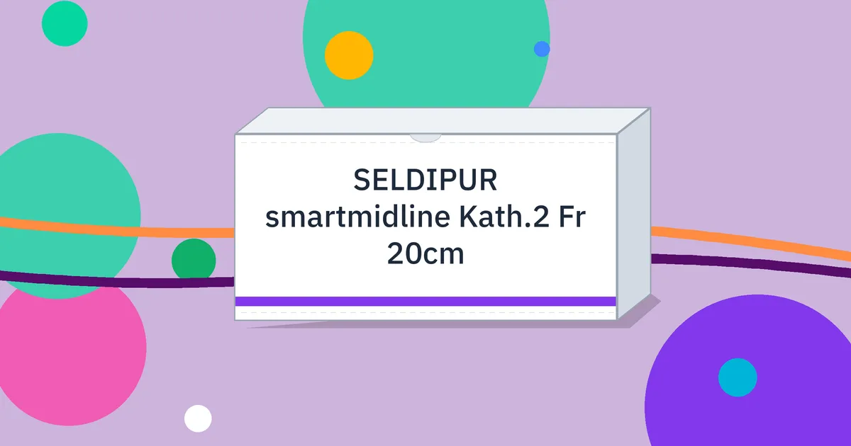 Symbolbild: Packung mit der Aufschrift SELDIPUR smartmidline Kath.2 Fr 20cm (PZN 15263461) – Verfügbarkeit und Bezug in Apotheken in Frankfurt am Main