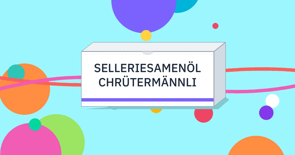 Symbolbild: Packung mit der Aufschrift SELLERIESAMENÖL CHRÜTERMÄNNLI (PZN 07197371) – Verfügbarkeit und Bezug in Apotheken in Frankfurt am Main