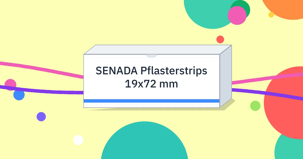 Symbolbild: Packung mit der Aufschrift SENADA Pflasterstrips 19x72 mm (PZN 17879025) – Verfügbarkeit und Bezug in Apotheken in Frankfurt am Main