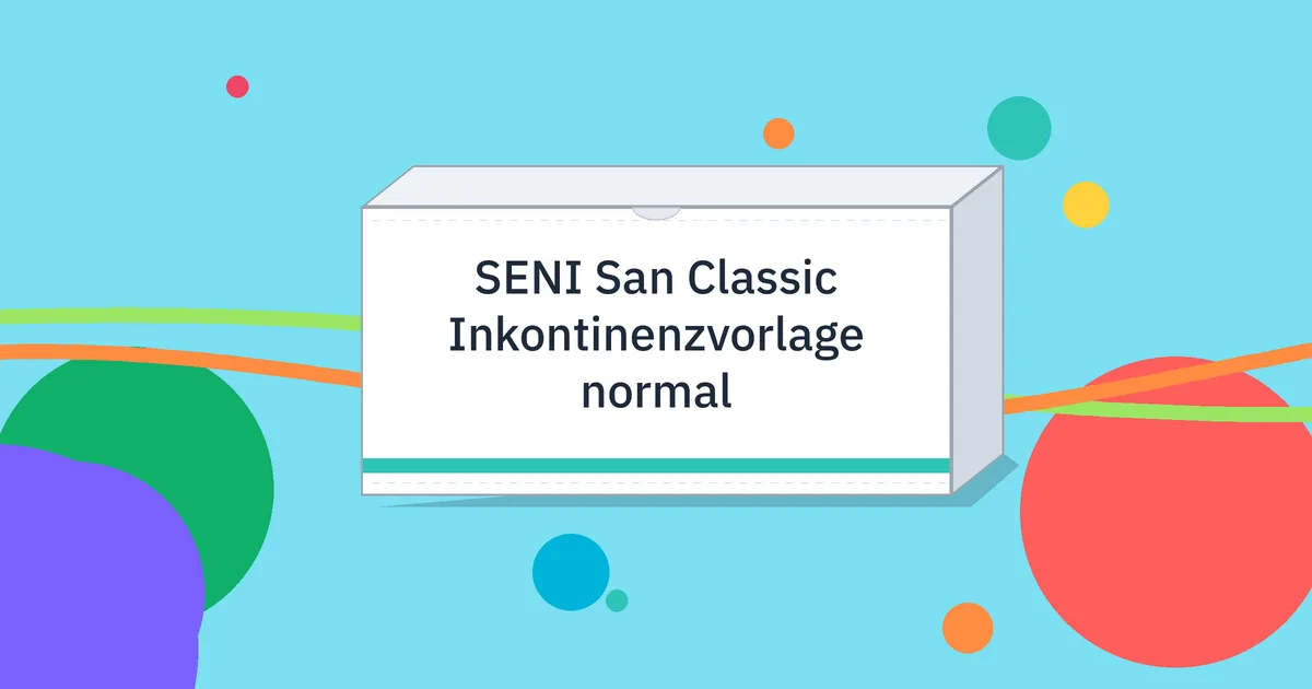 Symbolbild: Packung mit der Aufschrift SENI San Classic Inkontinenzvorlage normal (PZN 17894102) – Verfügbarkeit und Bezug in Apotheken in Frankfurt am Main