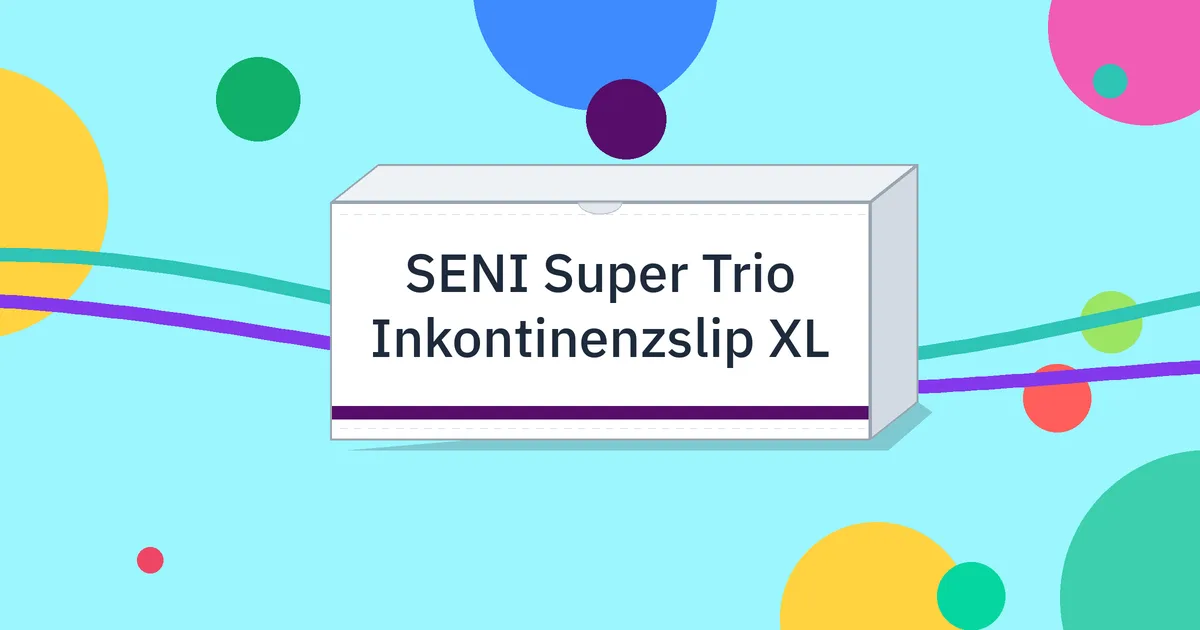 Symbolbild: Packung mit der Aufschrift SENI Super Trio Inkontinenzslip XL (PZN 03149731) – Verfügbarkeit und Bezug in Apotheken in Frankfurt am Main