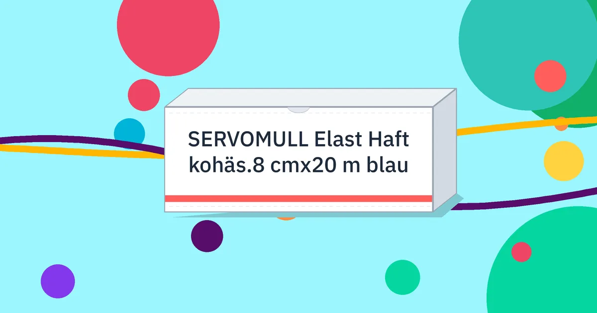 Symbolbild: Packung mit der Aufschrift SERVOMULL Elast Haft kohäs.8 cmx20 m blau (PZN 12671662) – Verfügbarkeit und Bezug in Apotheken in Frankfurt am Main