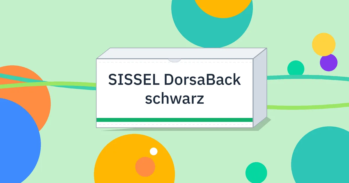 Symbolbild: Packung mit der Aufschrift SISSEL DorsaBack schwarz (PZN 07762629) – Verfügbarkeit und Bezug in Apotheken in Frankfurt am Main