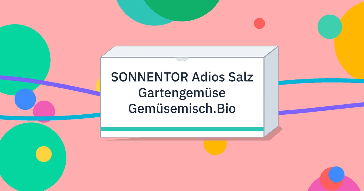 Symbolbild: Packung mit der Aufschrift SONNENTOR Adios Salz Gartengemüse Gemüsemisch.Bio (PZN 18904021) – Verfügbarkeit und Bezug in Apotheken in Frankfurt am Main
