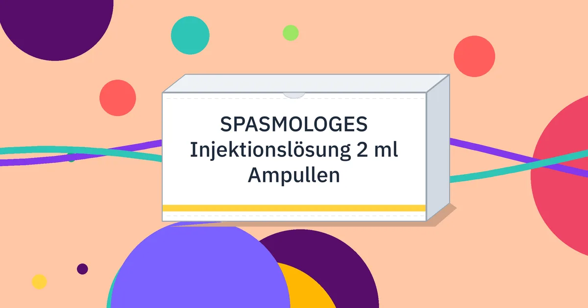 Symbolbild: Packung mit der Aufschrift SPASMOLOGES Injektionslösung 2 ml Ampullen (PZN 11732290) – Verfügbarkeit und Bezug in Apotheken in Frankfurt am Main