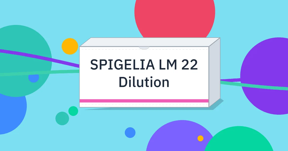 Symbolbild: Packung mit der Aufschrift SPIGELIA LM 22 Dilution (PZN 13195264) – Verfügbarkeit und Bezug in Apotheken in Frankfurt am Main