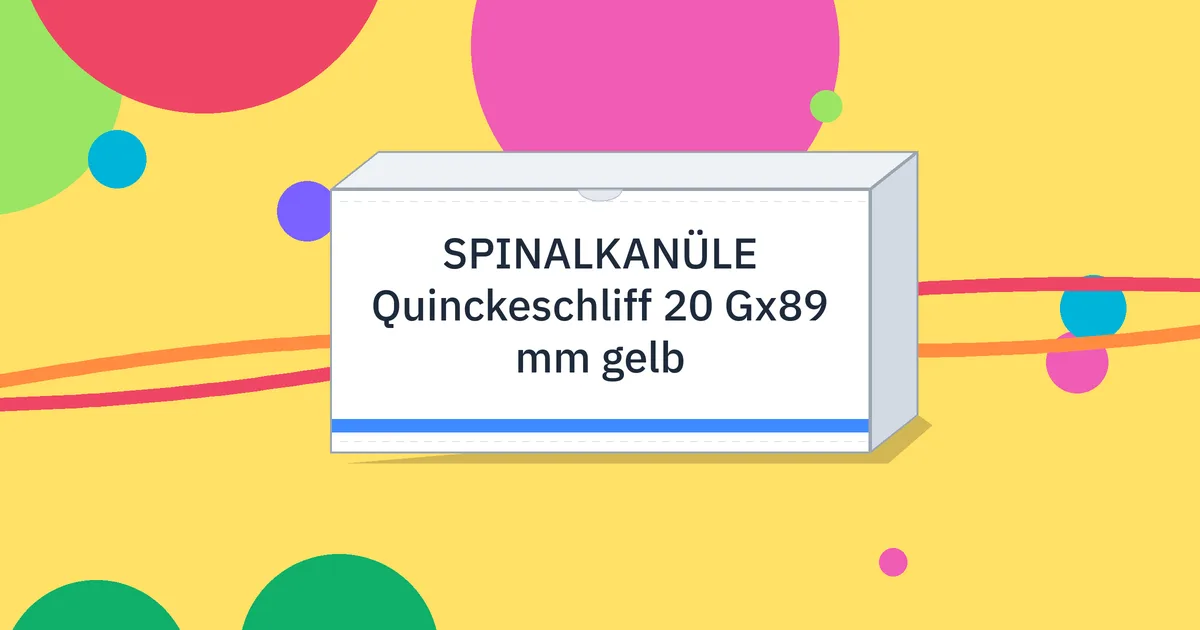 Symbolbild: Packung mit der Aufschrift SPINALKANÜLE Quinckeschliff 20 Gx89 mm gelb (PZN 16135498) – Verfügbarkeit und Bezug in Apotheken in Frankfurt am Main