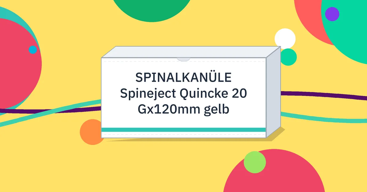 Symbolbild: Packung mit der Aufschrift SPINALKANÜLE Spineject Quincke 20 Gx120mm gelb (PZN 16135564) – Verfügbarkeit und Bezug in Apotheken in Frankfurt am Main