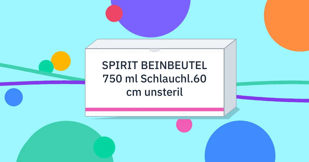 Symbolbild: Packung mit der Aufschrift SPIRIT BEINBEUTEL 750 ml Schlauchl.60 cm unsteril (PZN 12749878) – Verfügbarkeit und Bezug in Apotheken in Frankfurt am Main