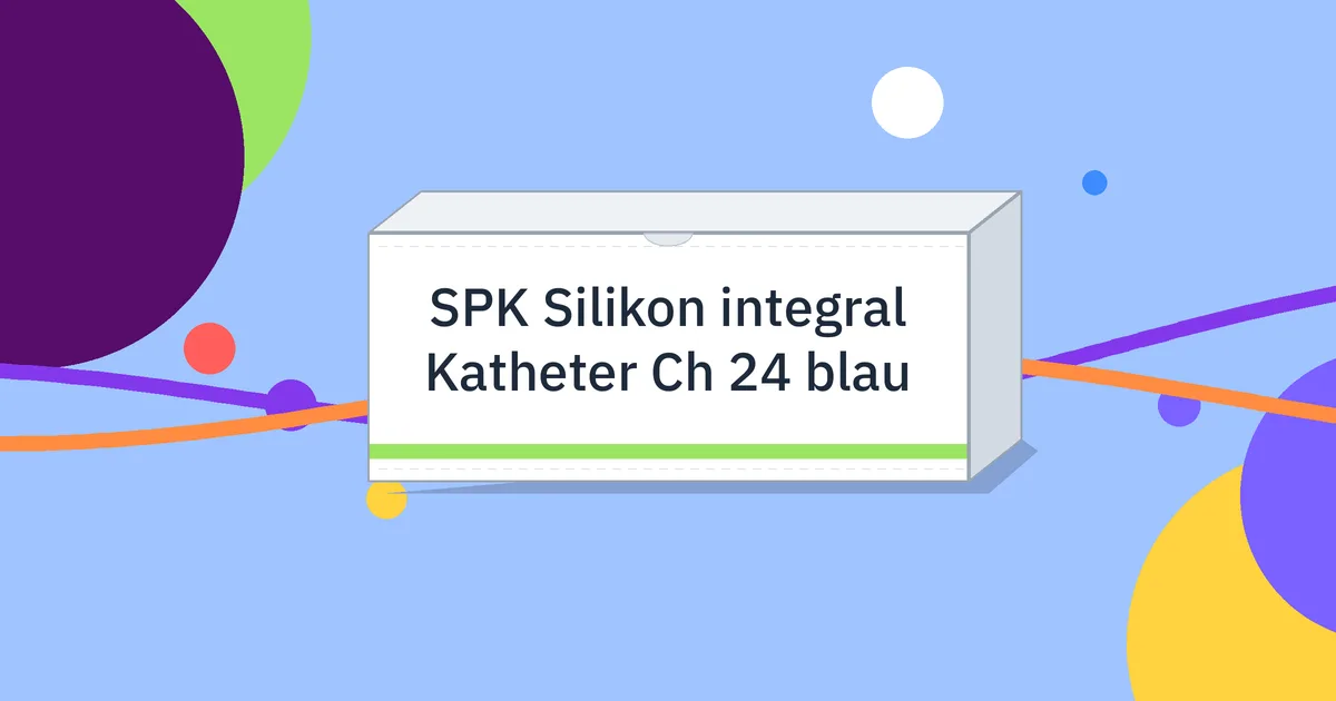 Symbolbild: Packung mit der Aufschrift SPK Silikon integral Katheter Ch 24 blau (PZN 13163301) – Verfügbarkeit und Bezug in Apotheken in Frankfurt am Main