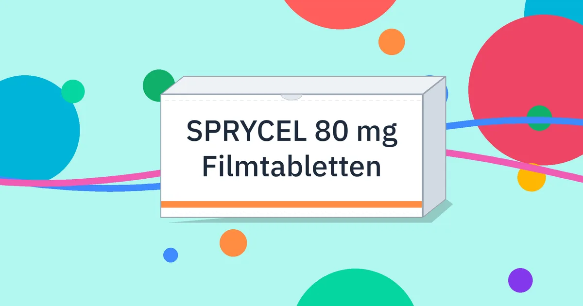 Symbolbild: Packung mit der Aufschrift SPRYCEL 80 mg Filmtabletten (PZN 13824984) – Verfügbarkeit und Bezug in Apotheken in Frankfurt am Main