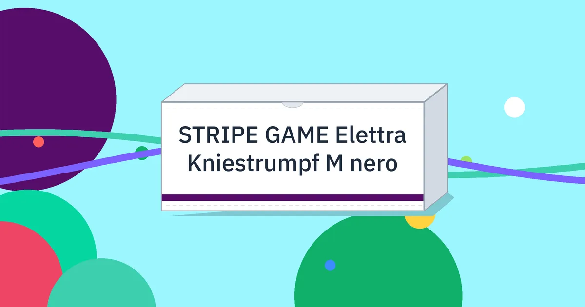 Symbolbild: Packung mit der Aufschrift STRIPE GAME Elettra Kniestrumpf M nero (PZN 20719495) – Verfügbarkeit und Bezug in Apotheken in Frankfurt am Main
