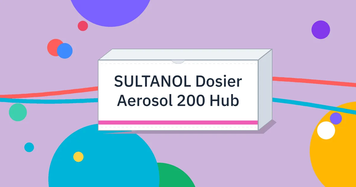Symbolbild: Packung mit der Aufschrift SULTANOL Dosier Aerosol 200 Hub (PZN 19525053) – Verfügbarkeit und Bezug in Apotheken in Frankfurt am Main