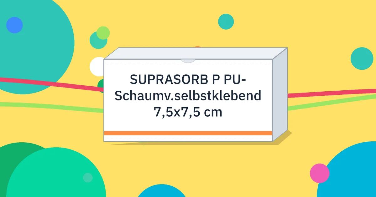 Symbolbild: Packung mit der Aufschrift SUPRASORB P PU-Schaumv.selbstklebend 7,5x7,5 cm (PZN 19170207) – Verfügbarkeit und Bezug in Apotheken in Frankfurt am Main