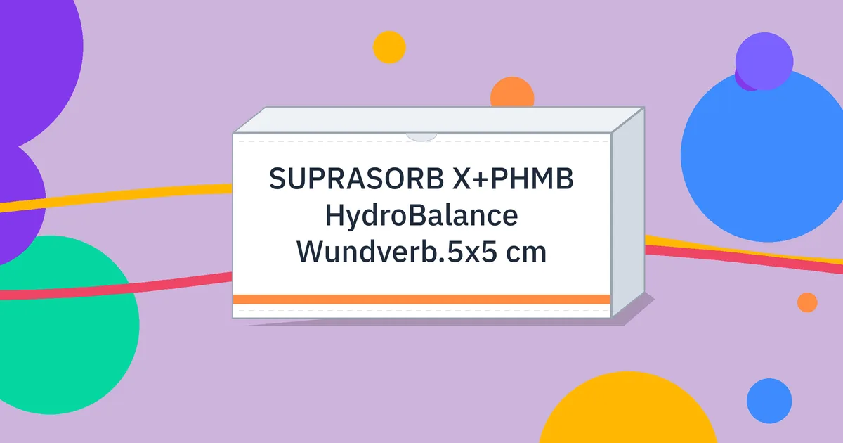 Symbolbild: Packung mit der Aufschrift SUPRASORB X+PHMB HydroBalance Wundverb.5x5 cm (PZN 12586672) – Verfügbarkeit und Bezug in Apotheken in Frankfurt am Main