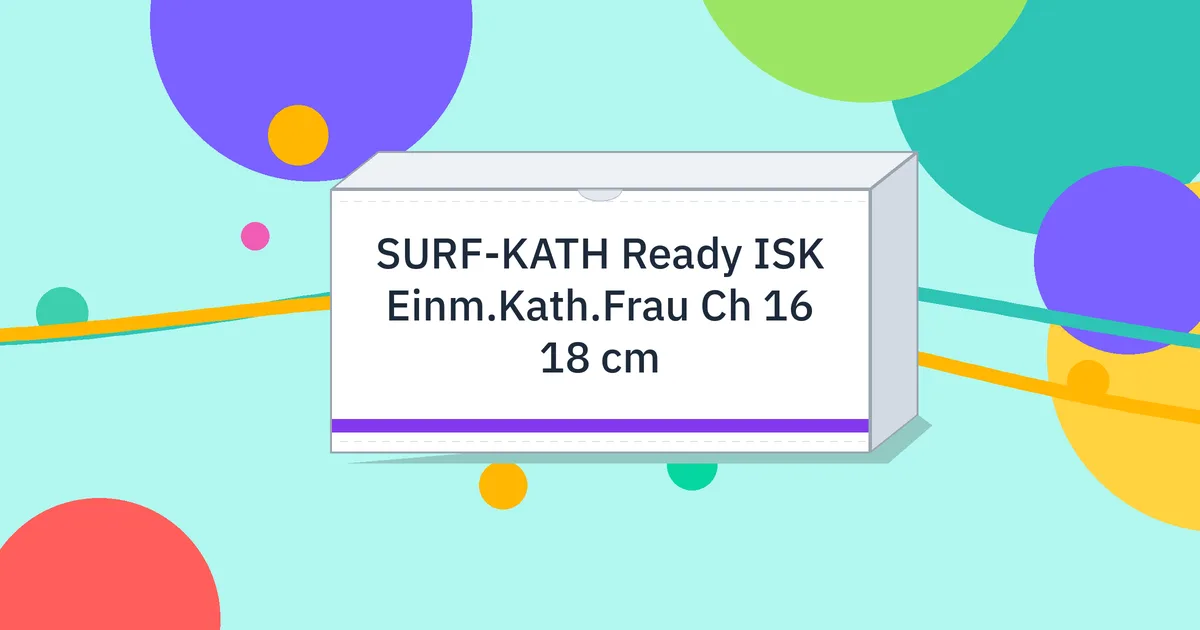 Symbolbild: Packung mit der Aufschrift SURF-KATH Ready ISK Einm.Kath.Frau Ch 16 18 cm (PZN 20916215) – Verfügbarkeit und Bezug in Apotheken in Frankfurt am Main
