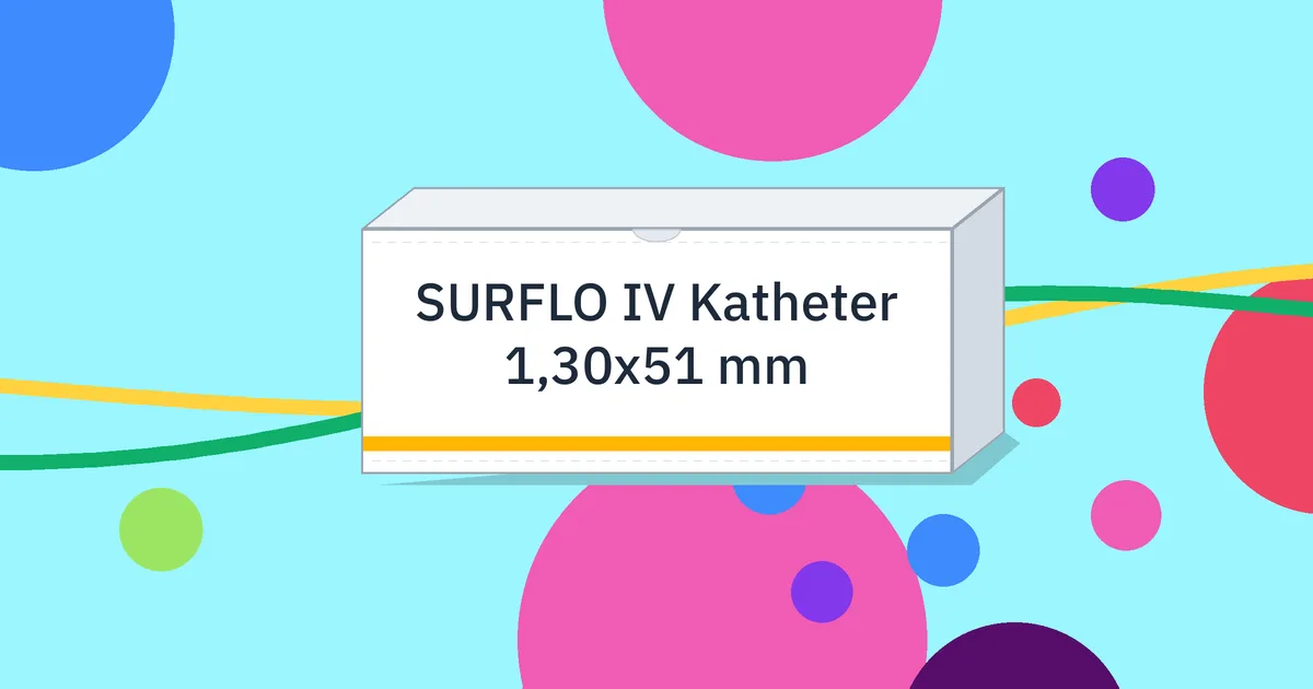 Symbolbild: Packung mit der Aufschrift SURFLO IV Katheter 1,30x51 mm (PZN 03958867) – Verfügbarkeit und Bezug in Apotheken in Frankfurt am Main