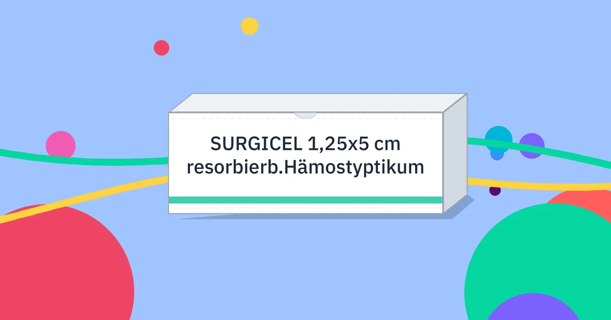 Symbolbild: Packung mit der Aufschrift SURGICEL 1,25x5 cm resorbierb.Hämostyptikum (PZN 19910294) – Verfügbarkeit und Bezug in Apotheken in Frankfurt am Main