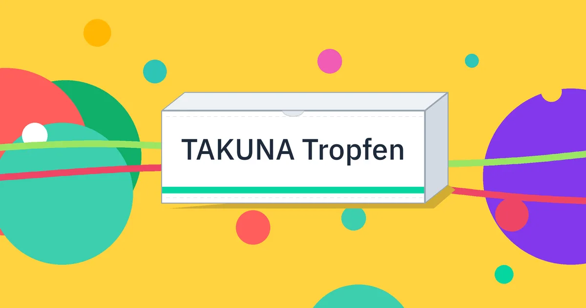 Symbolbild: Packung mit der Aufschrift TAKUNA Tropfen (PZN 16396945) – Verfügbarkeit und Bezug in Apotheken in Frankfurt am Main