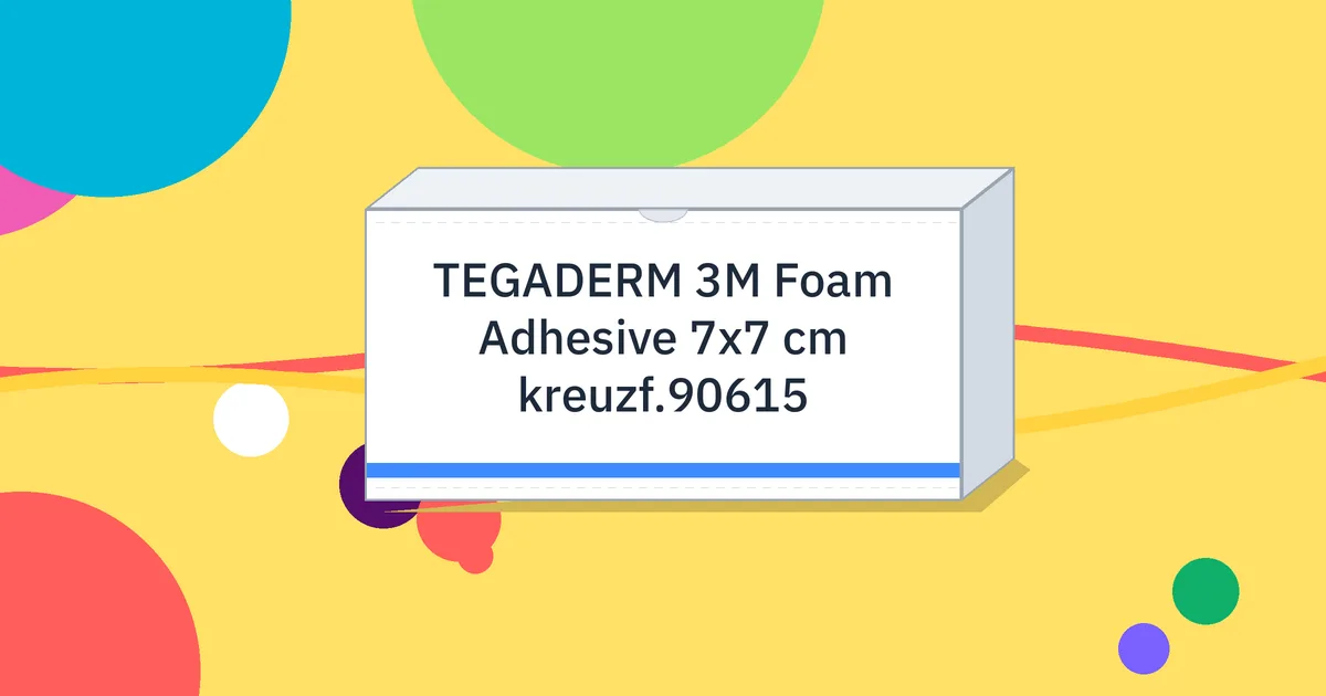 Symbolbild: Packung mit der Aufschrift TEGADERM 3M Foam Adhesive 7x7 cm kreuzf.90615 (PZN 05490813) – Verfügbarkeit und Bezug in Apotheken in Frankfurt am Main