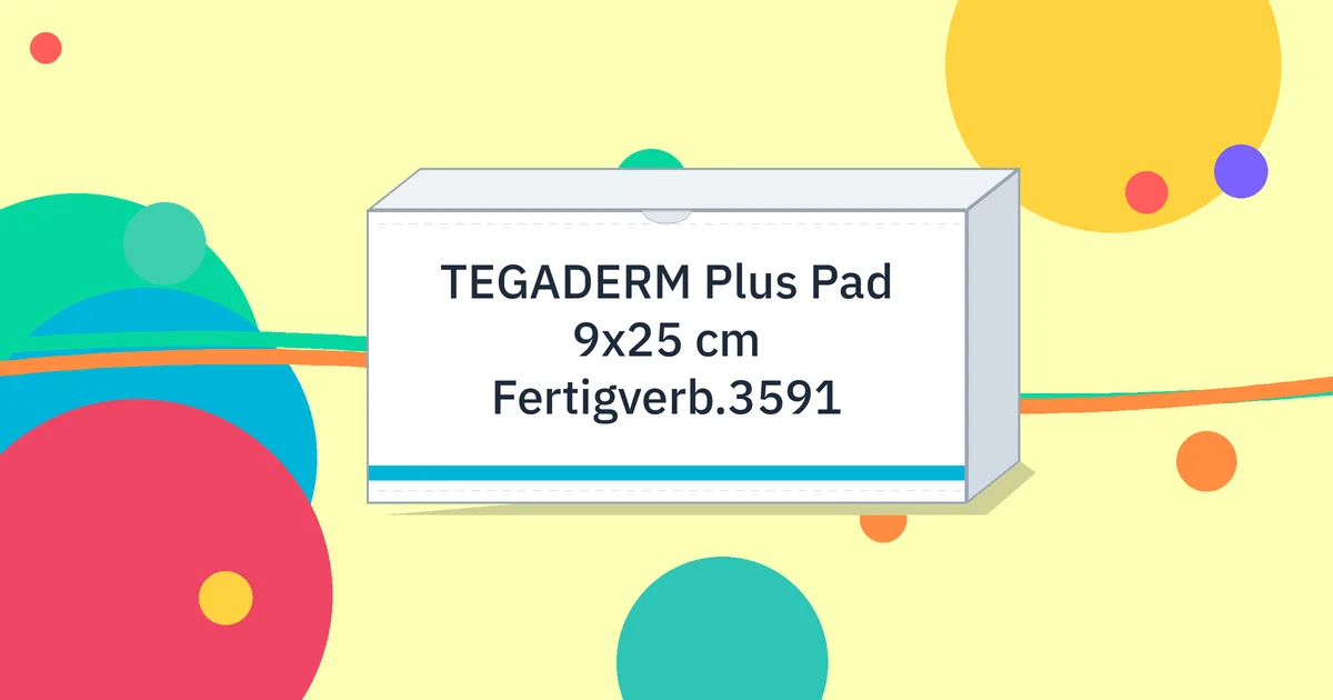 Symbolbild: Packung mit der Aufschrift TEGADERM Plus Pad 9x25 cm Fertigverb.3591 (PZN 05384525) – Verfügbarkeit und Bezug in Apotheken in Frankfurt am Main