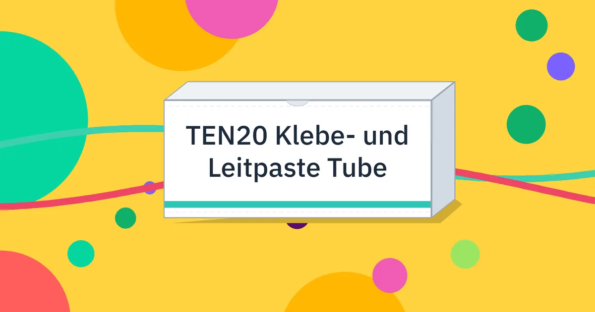 Symbolbild: Packung mit der Aufschrift TEN20 Klebe- und Leitpaste Tube (PZN 16888542) – Verfügbarkeit und Bezug in Apotheken in Frankfurt am Main