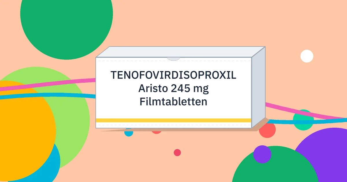 Symbolbild: Packung mit der Aufschrift TENOFOVIRDISOPROXIL Aristo 245 mg Filmtabletten (PZN 13057875) – Verfügbarkeit und Bezug in Apotheken in Frankfurt am Main